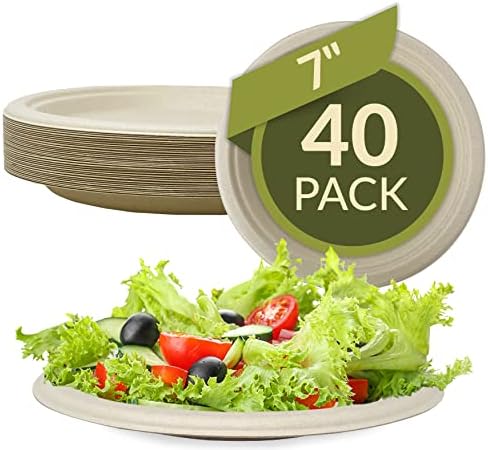 Amazon.com: Reli. Compostable Paper Plates, 7 Inch (40 Pack) | White ...