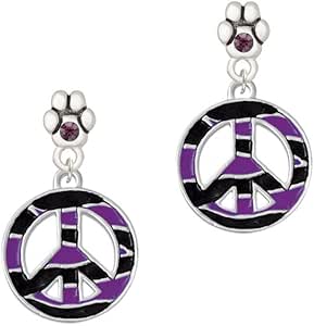 Amazon.com: Large Purple Tiger Print Peace Sign - Purple Crystal Paw ...