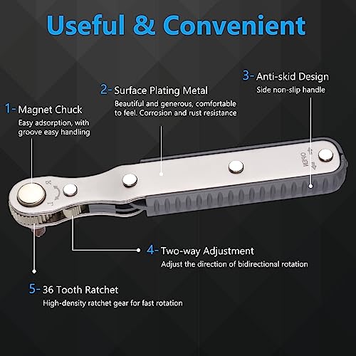OSDUE Mini Magnetic Ratchet Wrench, Right Angle Phillips Magnetic ...
