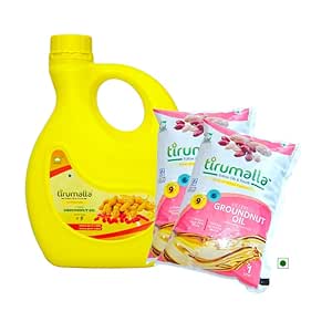 Tirumalla Filtered Groundnut Oil - 4 Litre │ Combo Pack of 2 litre Jar & 2 x 1 litre Refill ...