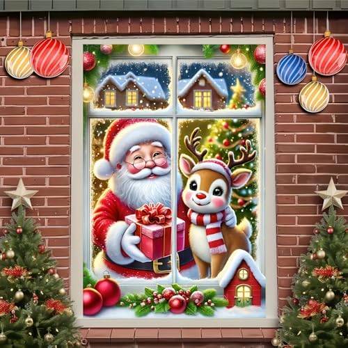 Amazon.com : BlissYard Christmas Banner Curtains Decorations 31x47 Flag ...