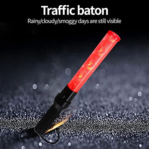 Candeon LED Signal Traffic Wand Flashlight, 41cm 3 Modes Red Glowsticks ...