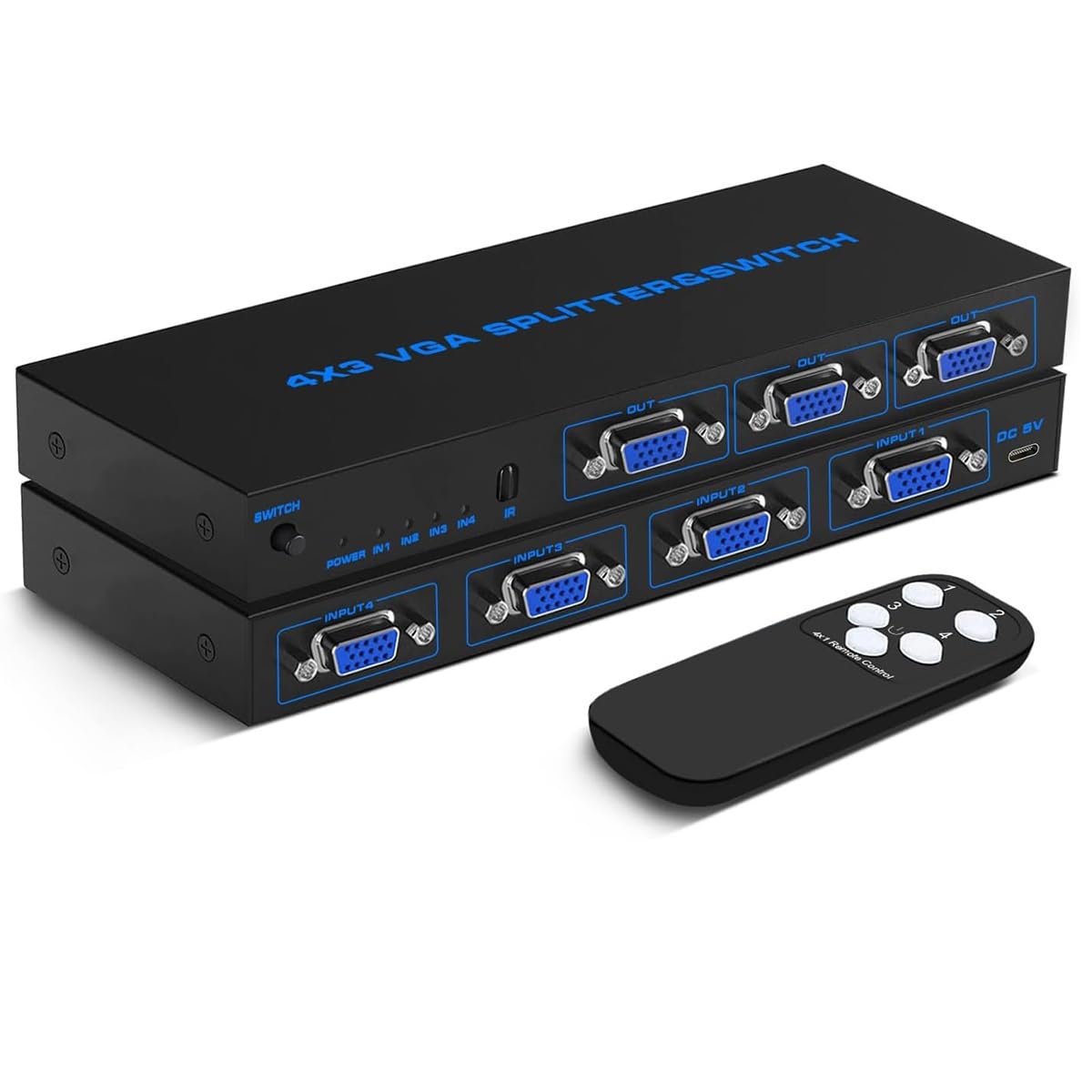 4X3 VGA Splitter Switcher, 4 VGA in 3 Out VGA Duplication Screen ...