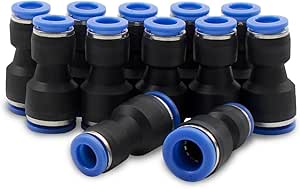 Bwintech 12 Pcs 8mm to 10mm Pneumatic Straight Reducing Push to Connect ...