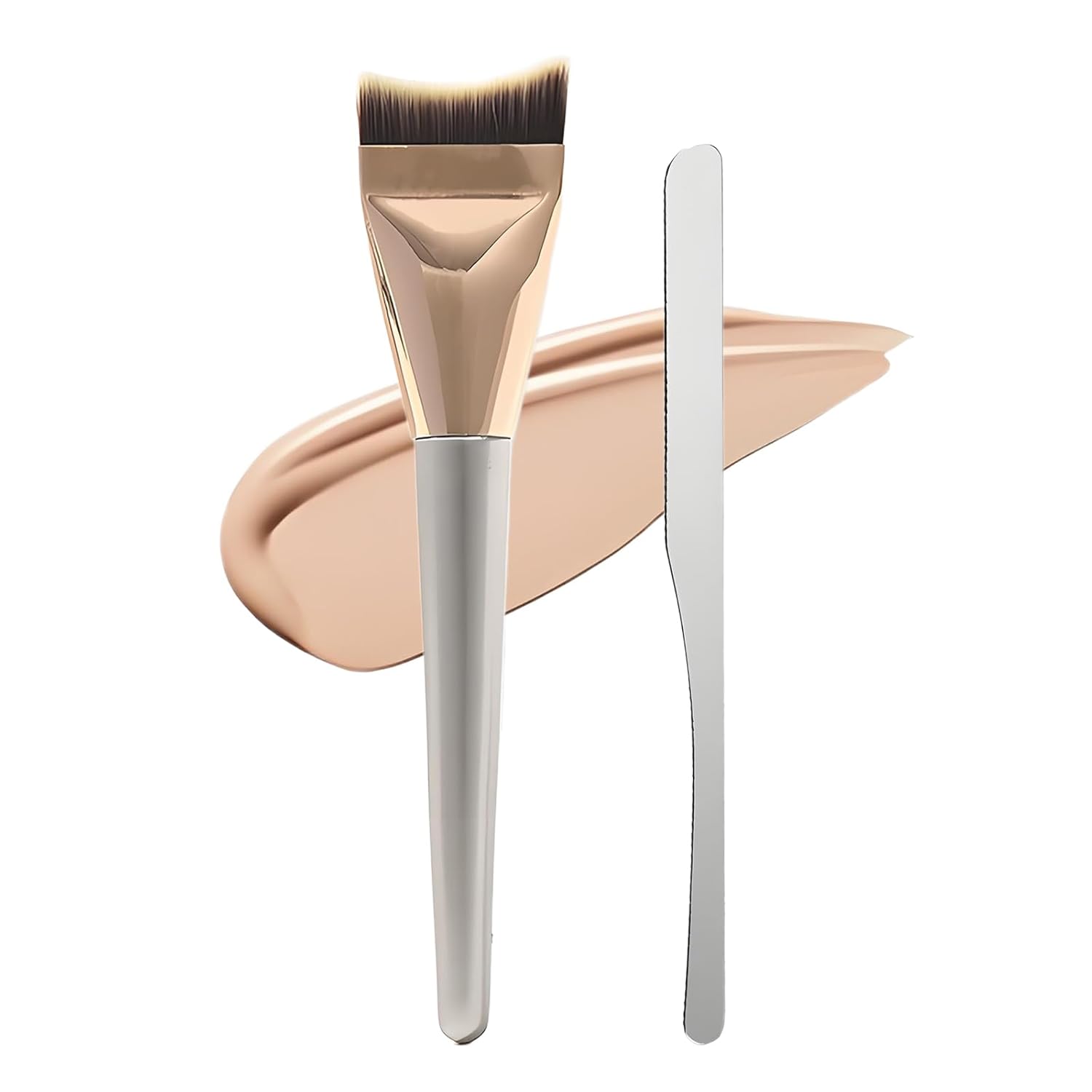 Amazon.com: YAFIYGI Flat Foundation Brush and Makeup Spatula Set Dual ...