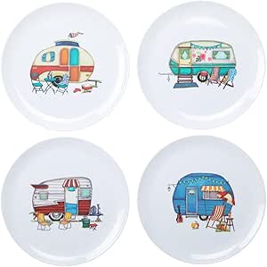 Amazon.com | Set of 4 Melamine Camper Dinner Plates: Dinner Plates