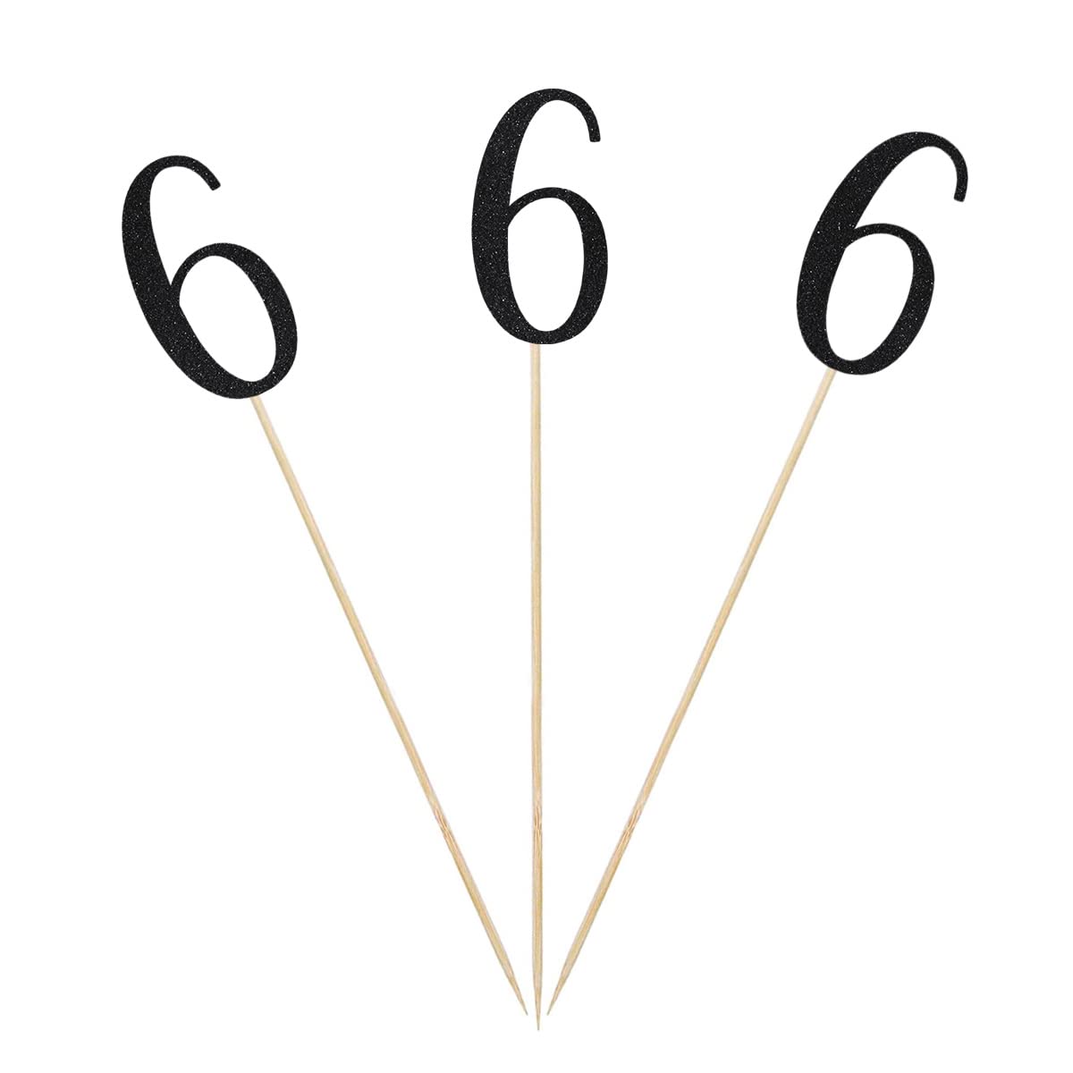 Amazon.com: Black Glitter 6th Birthday Centerpiece Sticks, 12-Pack ...