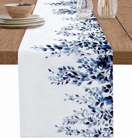 Amazon.com: DecorLovee Blue Eucalyptus Table Runners 36 Inches Long ...