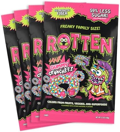 Amazon.com : Rotten Sour Gummy Cruncheez - Low Sugar, Low Calorie, 5g ...