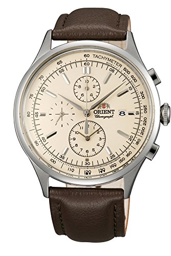 Orient Classic Design Quartz Men Yellow Dial Brown Leather Strap Round ...