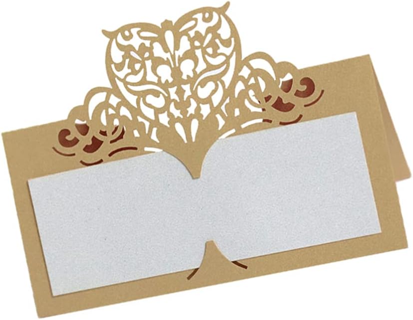 Cabilock 50pcs Place Cards With Hollow Heart Iridescent Paper Table ...