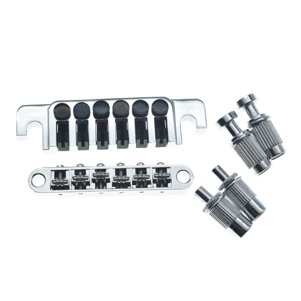Snapklik.com : KAISH Chrome Guitar Roller Saddle Bridge Tune-O-Matic Bridge