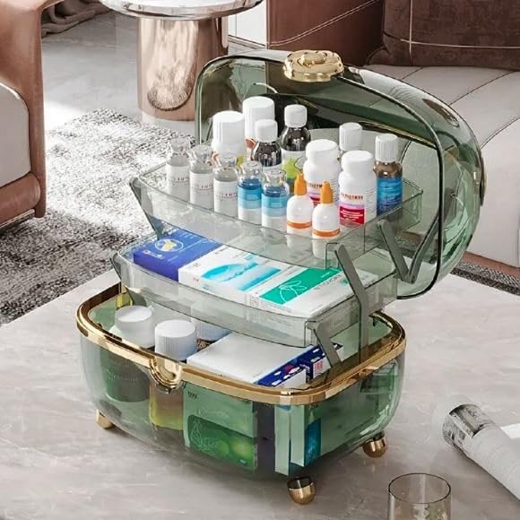 Abhsant Acrylic Medical Storage Containers 3-Tier Fold Tray Medicine ...
