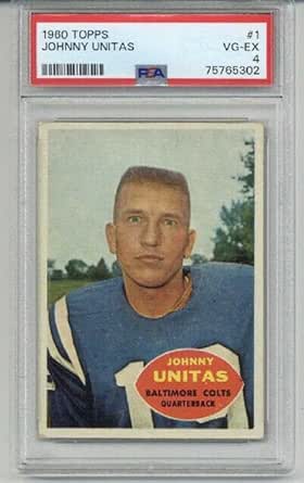 Amazon.com: 1960 TOPPS #1 JOHNNY UNITAS FOOTBALL CARD PSA 4 NICELY ...