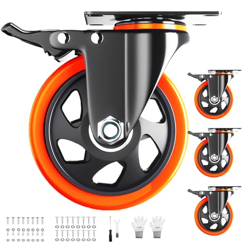Snapklik.com : Casters Set Of 4 Heavy Duty,5 Inch Caster Wheels