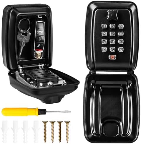 FANTICDE Key Safe Wall Mounted, Key Lock Box Outdoor with Resettable 12 ...