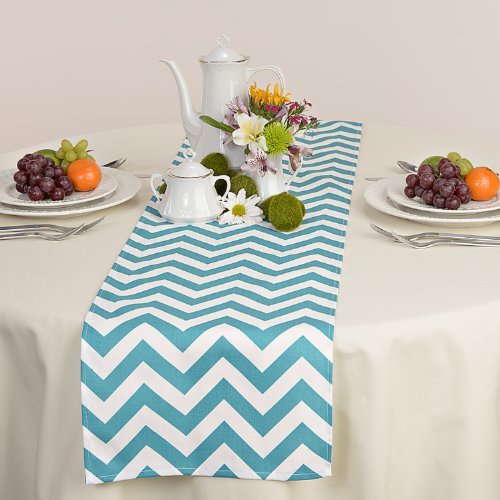 Amazon.com: Appleberry Attic Chevron Table Runner Collection (Teal ...