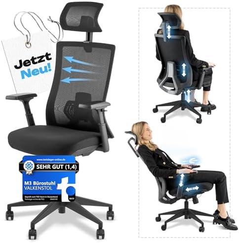 ELITESEATS Bürostuhl Ergonomisch [Silent Wheels] - Schreibtischstuhl ...