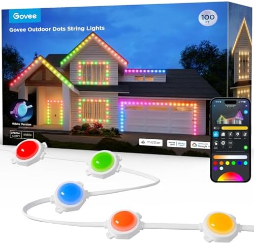 Govee Outdoor Dots String Lights, Connected 2 Ropes of 50ft(100ft), 90 ...