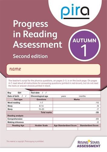 PiRA Test 1, Autumn Pack 10 - 2ED (Progress in Reading Assessment ...