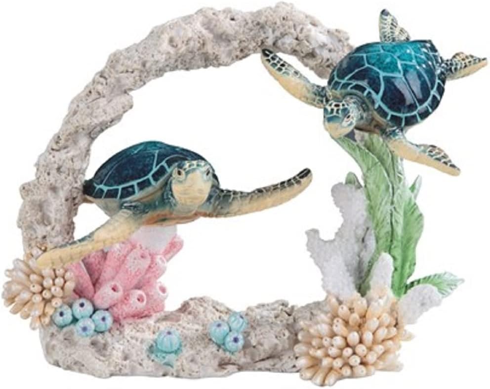 Amazon.com: ICE ARMOR 9" W Blue Sea Turtle Couple Swimming Around Coral ...