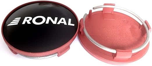 RONAL 62,2 mm dekielek piasty czarny wysoki połysk krawędź czerwona ...