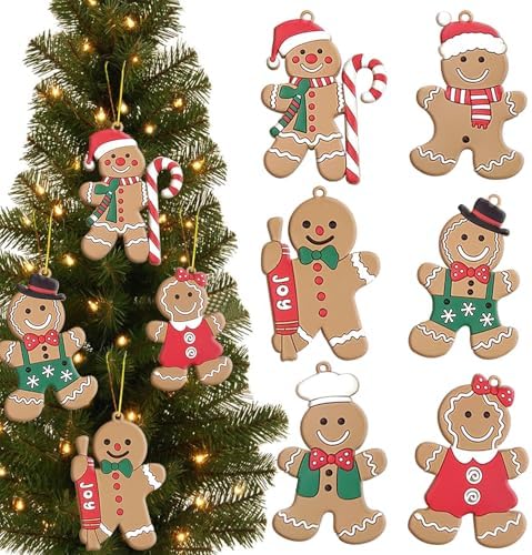 Amazon.com: 6 Piece Gingerbread Ornaments for Christmas Tree ...