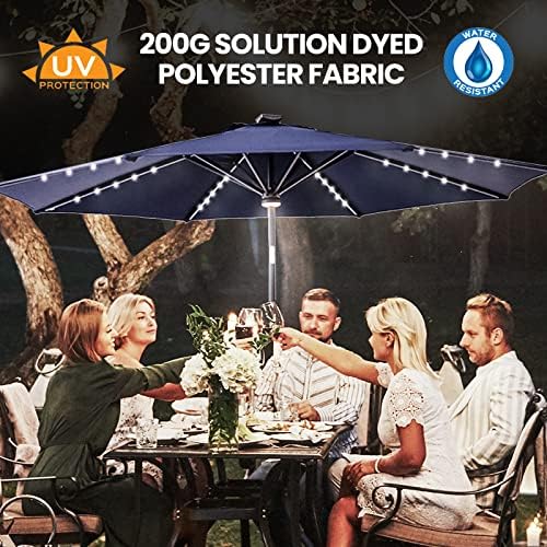 Amazon.com : FLAME&SHADE 9 ft Solar Powered Outdoor Market Patio Table ...