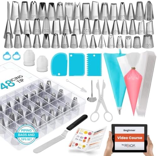 Amazon.com: ANSLYQA 125 Pcs Piping Bags and Tips Set, with 48 Numbered ...