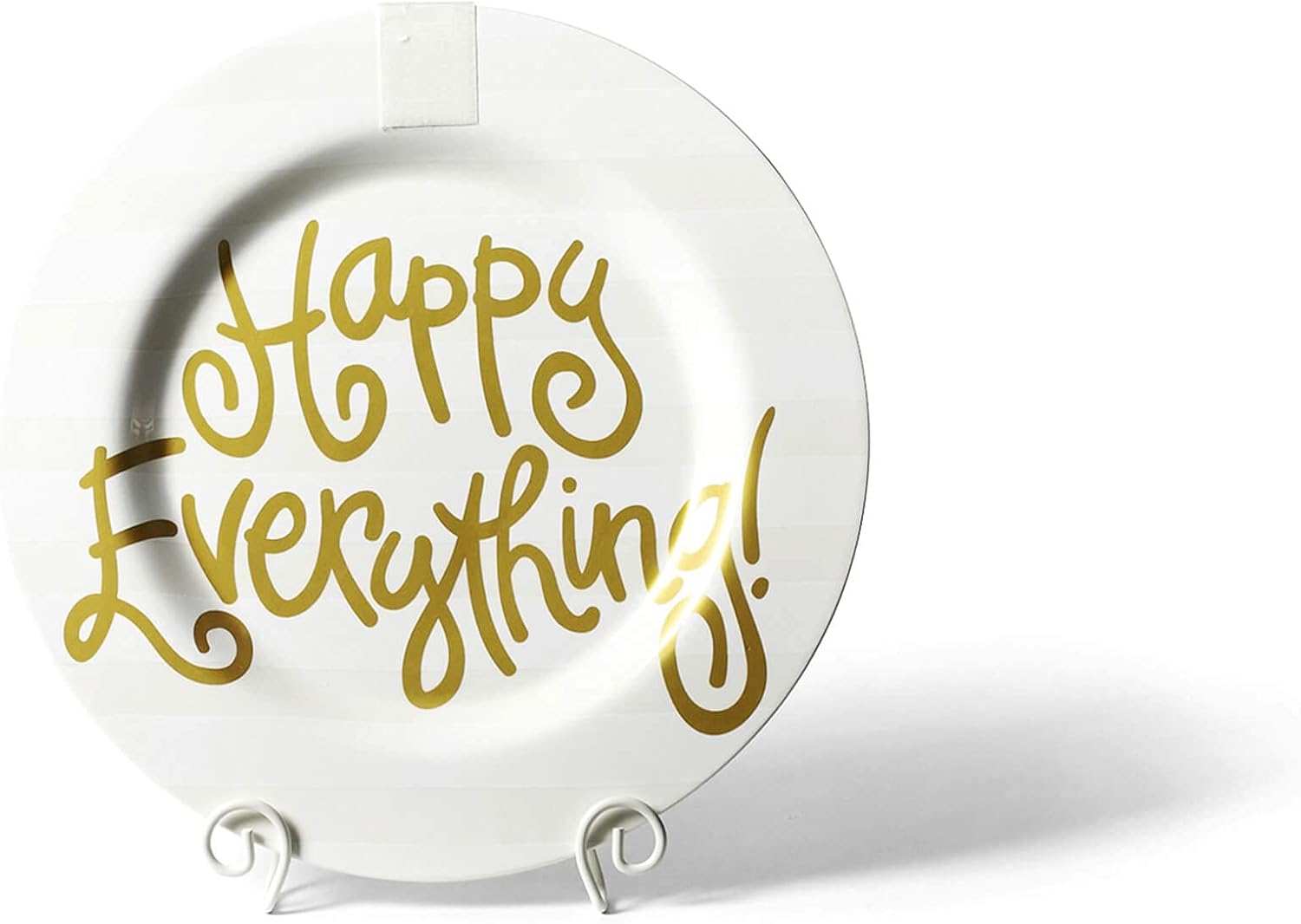 Amazon.com | Happy Everything White Stripe Big Round Platter: Platters