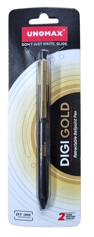 Unomax Digi Gold Retractable Ballpoint Pen| Jet Ink Technology| Smooth ...