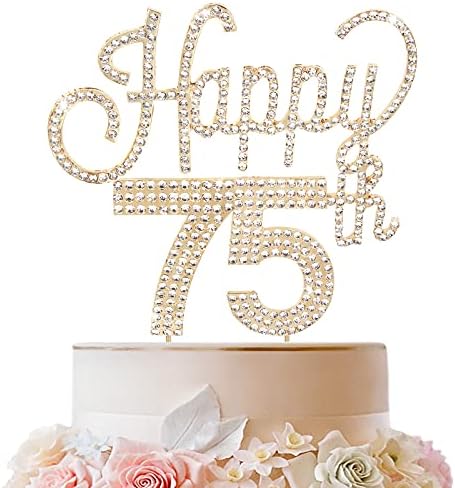 Amazon.com: LINGPAR 75 Years Birthday Cake Topper - New Best Crystal ...