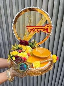 Buy CREATIVE HORIZON Handcrafted Artificial Flower Haldi Platter for ...