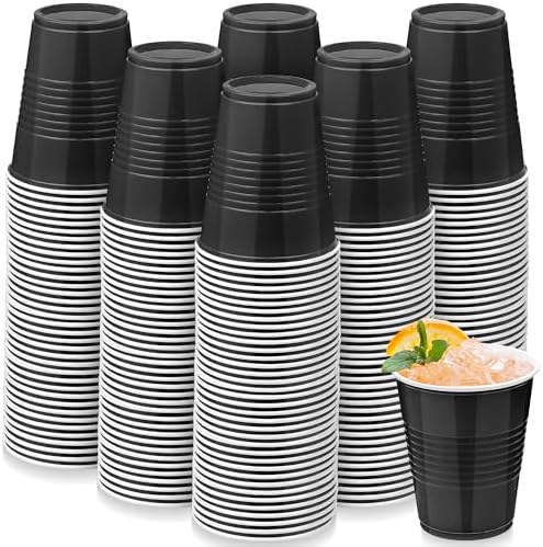 Amazon.com: Kochorie 50 Pack Black Disposable Plastic Cups 12 Ounce ...