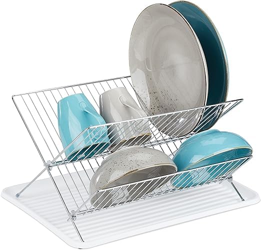 SOLDTRUE Stainless Steel 2 Layer Kitchen Dish Drainer Organizer Storage ...