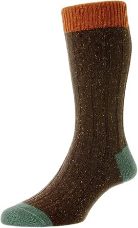 Scott-Nichol Mens Thornham English Inspired Brown Wool Rib Socks ...