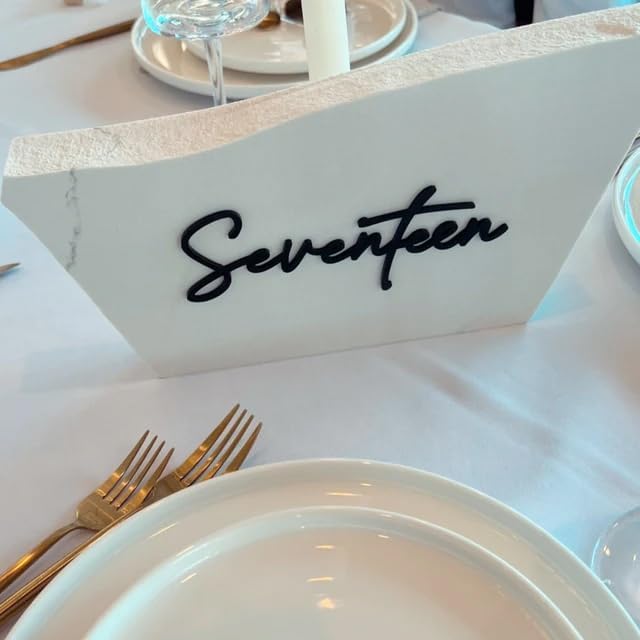 Amazon.com: Cursive Wedding Table Number SET, DIY thin modern Black or ...