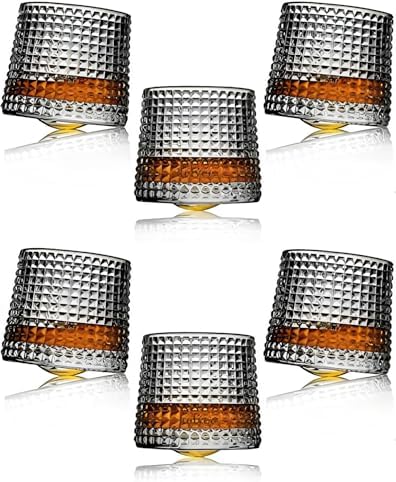 VERONIZA Old Fashioned Dancing Whiskey Glass Set of 6 with Rotatable ...