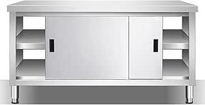 Amazon.com: Commercial Stainless Steel Work Table with Handle Double ...