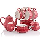 Amazon.com | Sweejar Porcelain Tea Sets British Royal Series, 8 OZ Cups ...