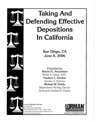 Taking and Defending Effective Depositions: Steven G. Amundson: Amazon ...