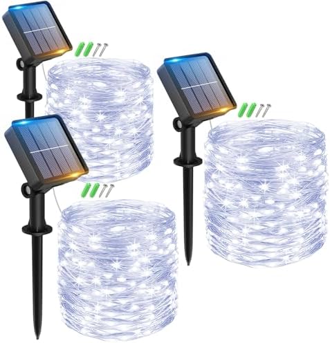 Solar String Lights Outdoor Waterproof, 2 Packs Total 66FT 200 LED Solar Fairy Lights with 8 ...