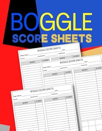 Boggle Score Sheets: Cute Scorebook For Boggle Players and Lovers ...