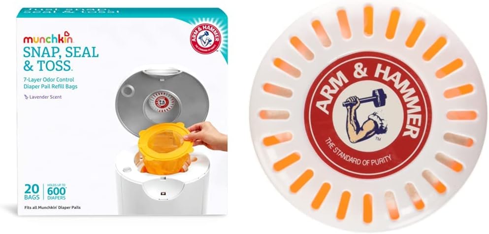 Munchkin Arm & Hammer Diaper Pail Snap, Seal and Toss Refill Bags (20 ...