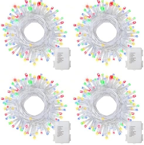 4 Pack Multicolor Battery Operated String Lights Outdoor 16.5Ft 50LED ...