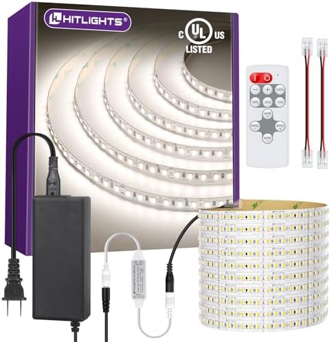 Amazon.com: HitLights White LED Strip Lights Kit with Remote & 24V ...