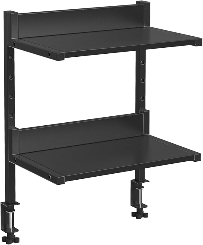 Amazon.com: HOOBRO Clamp On Desk Shelf, 2-Tier Desktop Organizer, Space ...