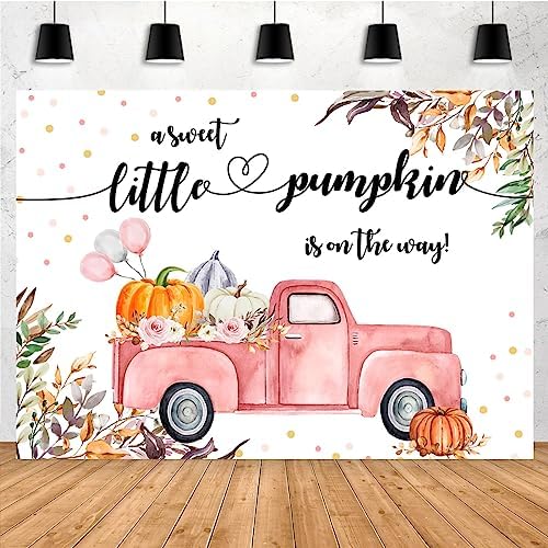 Amazon.com : Aperturee 7x5ft Little Pumpkin Baby Shower Backdrop A ...