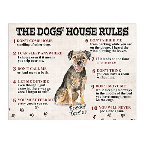 The Dog's House Rules Border Terrier Metal Tin Sign Plaque Poster size ...