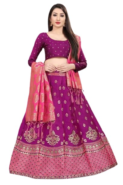 Buy SWAMI STUDIO ) Women's Designer Banarasi Silk Lehenga Choli With ...